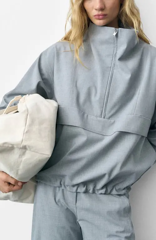 Mango Barile Half-Zip Jacket In Light/ Pastel Grey - 45% Off